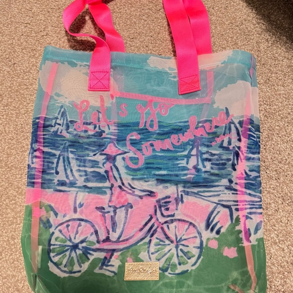 Charming Charlie | Bags | Lilly Pulitzer Lets Go Somewhere Beach Tote ...